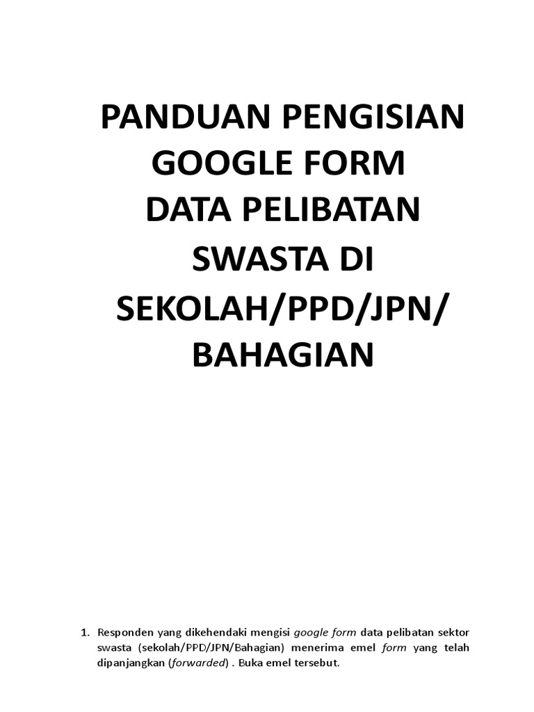 2017-07-12 - Panduan Pengisian Google Form Untuk JPN Dan Bahagian | PDF