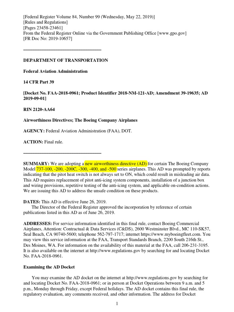 Faa Ad 2019-09-01 | PDF | Federal Aviation Administration | Aerospace