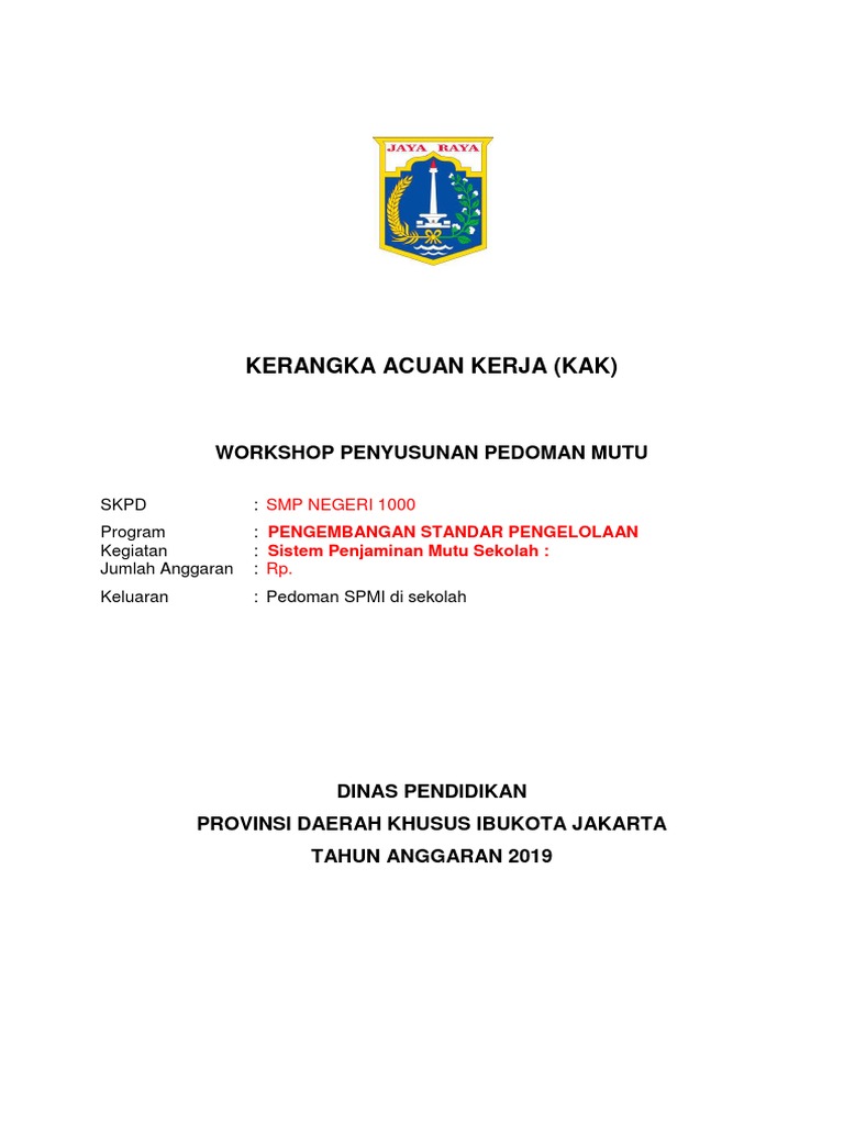 Contoh KAK Sekolah | PDF