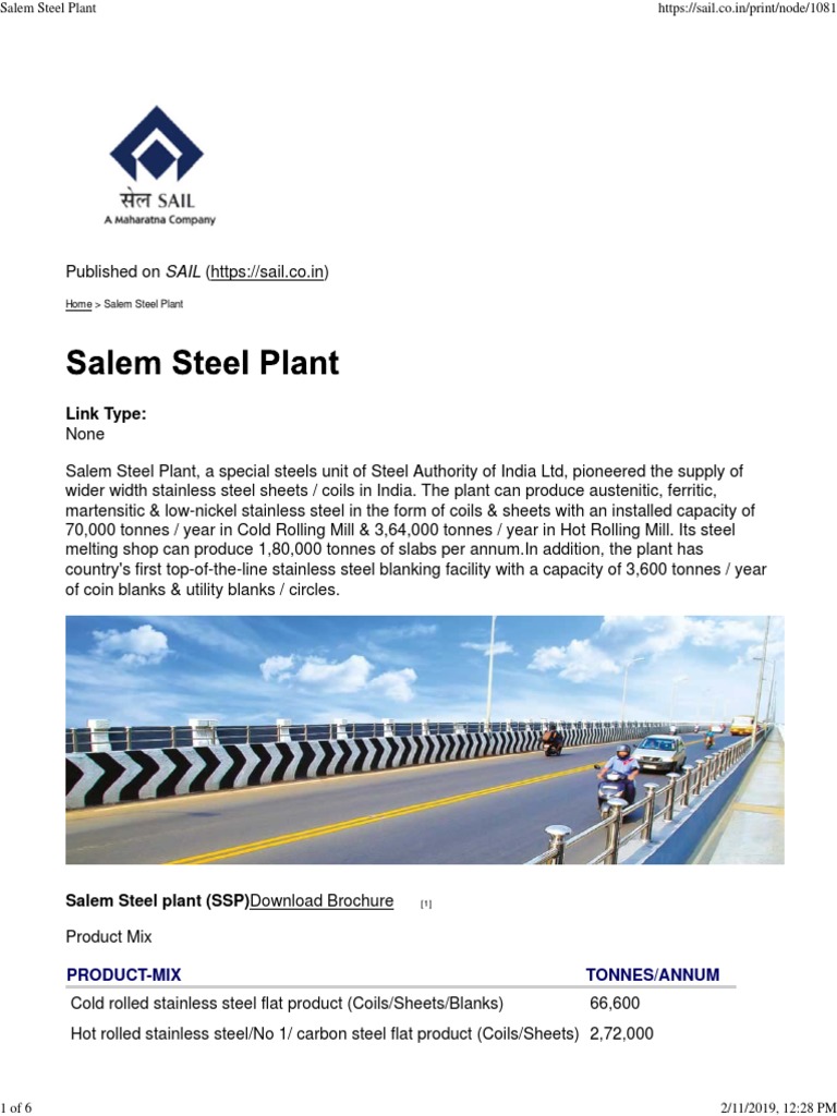 Salem Steel Plant | PDF | Steel Mill | Rolling (Metalworking)