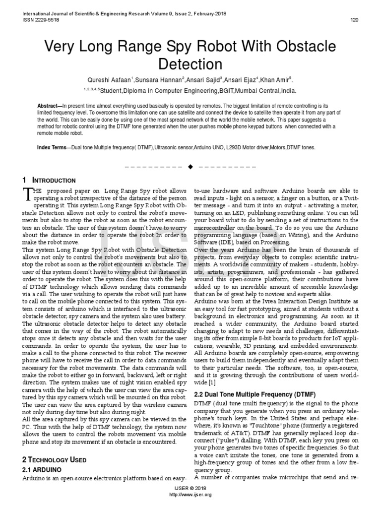 Very Long Range Spy Robot With Obstacle Detection | PDF | Telephone ...