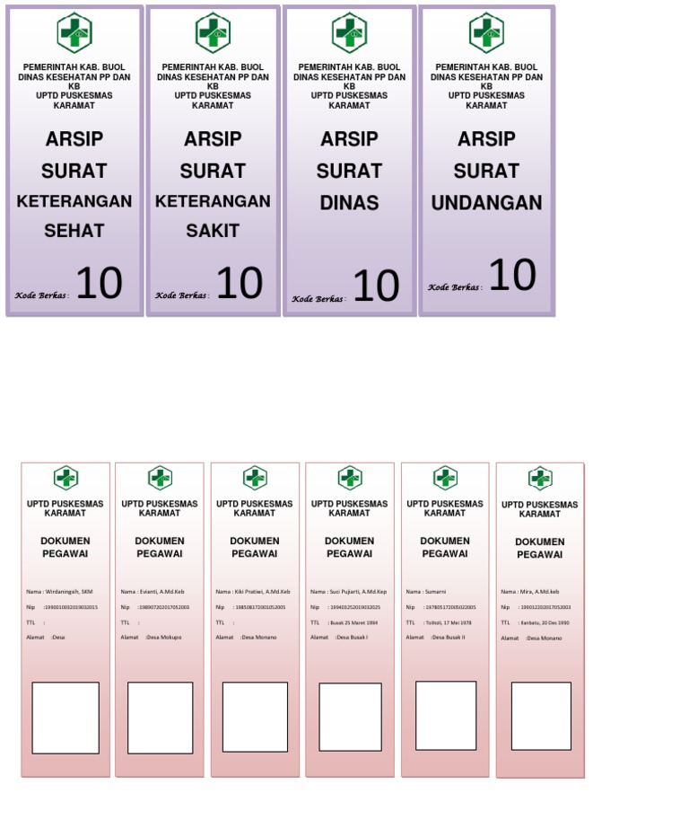 Contoh Label Arsip Dinas Kesehatan | PDF