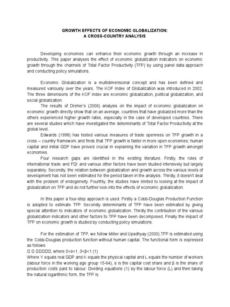Growth Effects of Economic Globalization | Download Free PDF | Economic ...