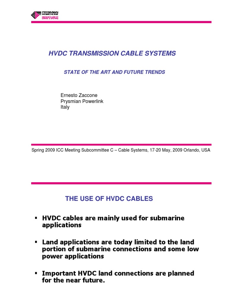 HVDC Transmission Cable Systems | PDF | High Voltage Direct Current ...