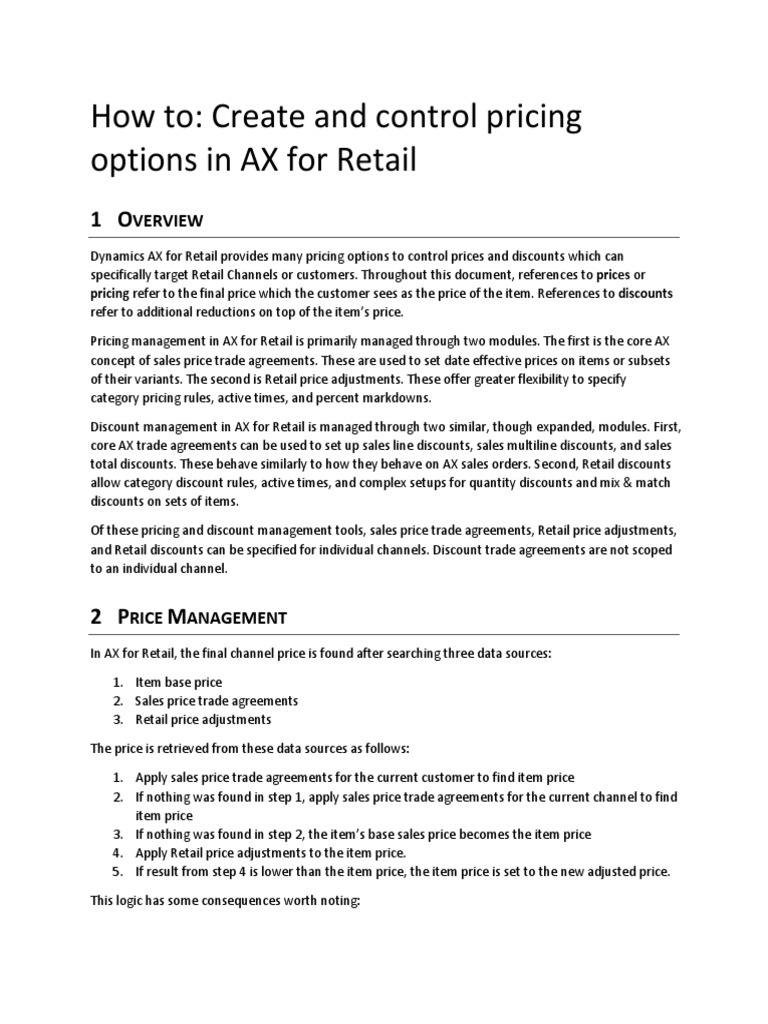 How To Configure Pricing Options For AX For Retail | PDF | Discounts ...