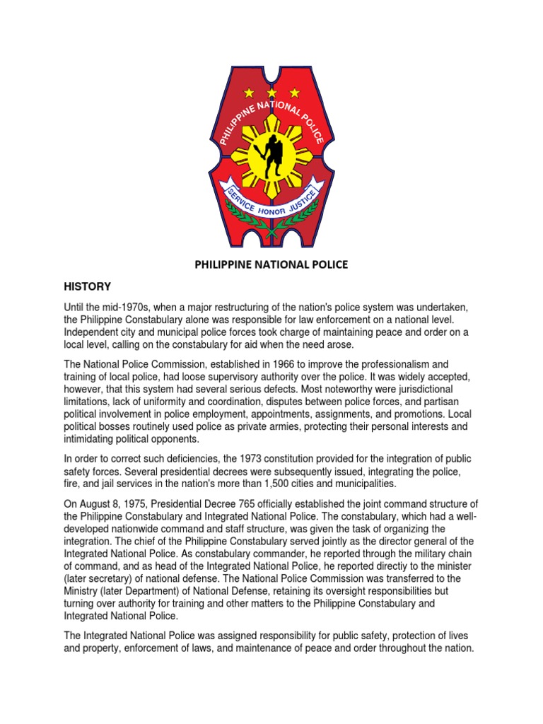 Philippine National Police: History | PDF | Security | Public Services