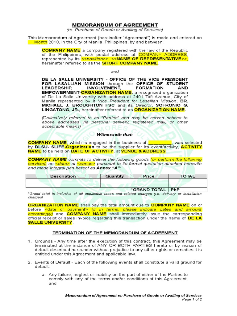 Memorandum of Agreement: Witnesseth That | PDF | Common Law | Justice