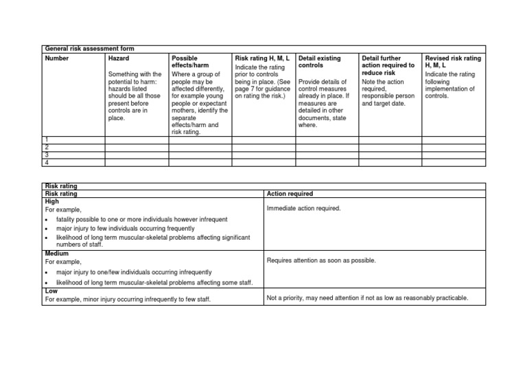 Risk Assessment Training Form | PDF