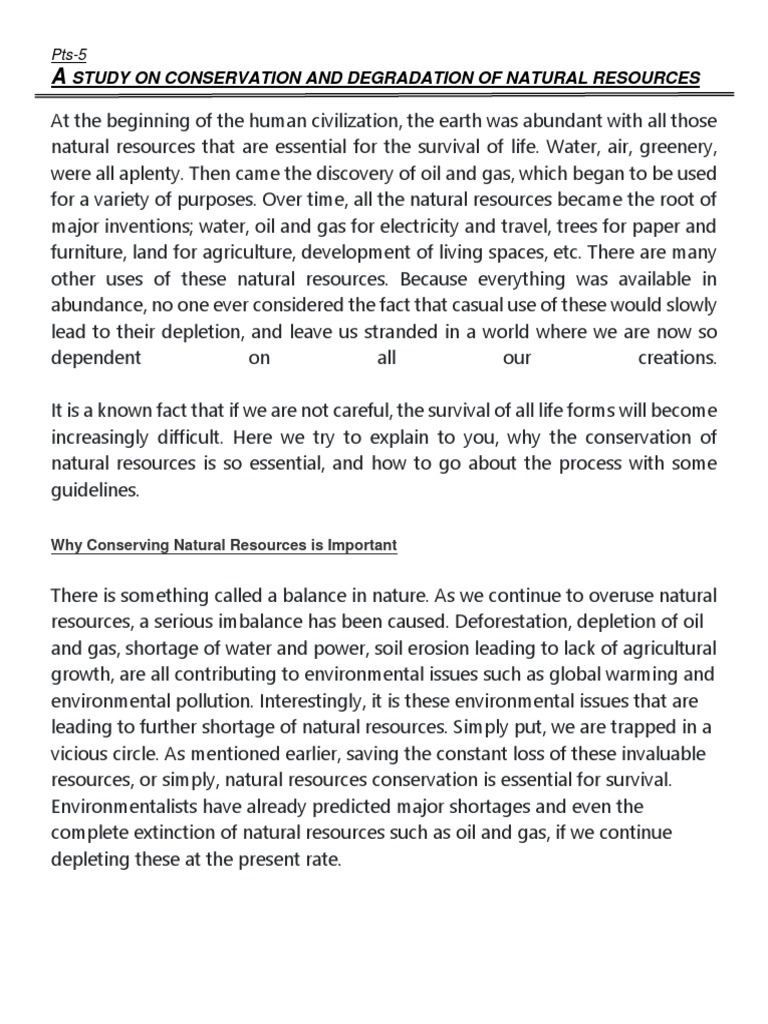 A Study On Conservation and Degradation of Natural Resources | PDF ...