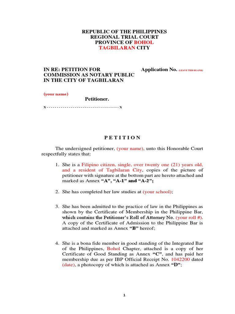 Petition For Notarial Commission | PDF | Notary Public | Public Law