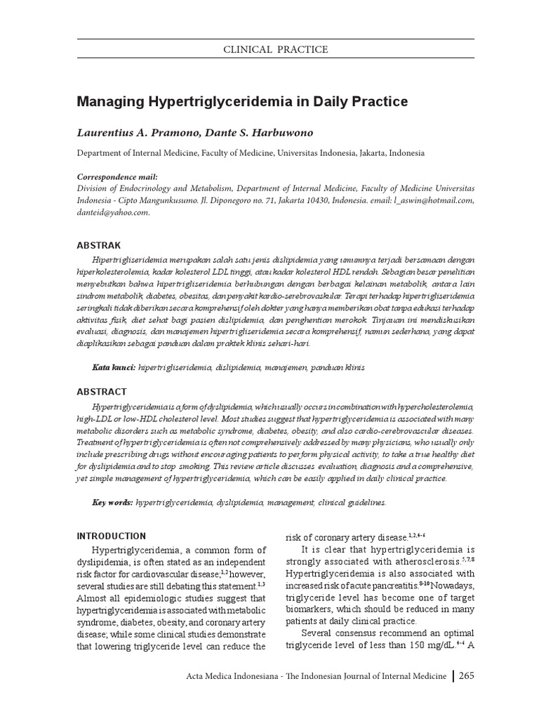 Managing Hypertriglyceridemia Guide | PDF | Cholesterol | Statin