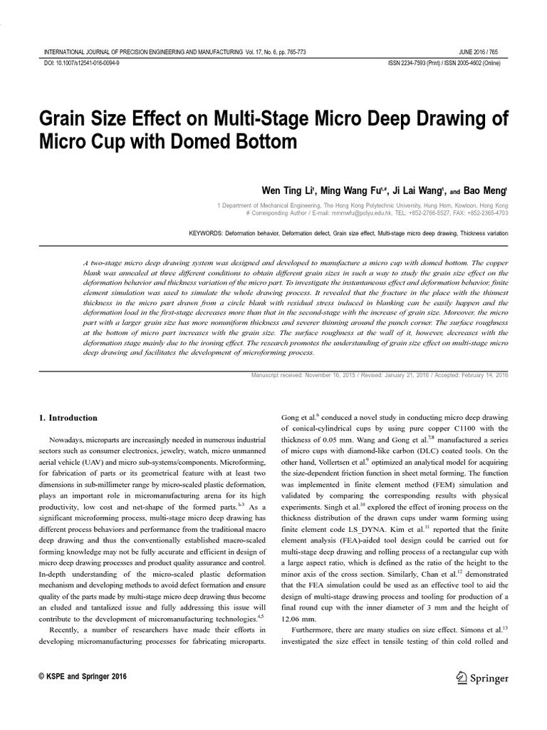 Grain Size Effect On Multi-Stage Micro Deep Drawing of Micro Cup With ...