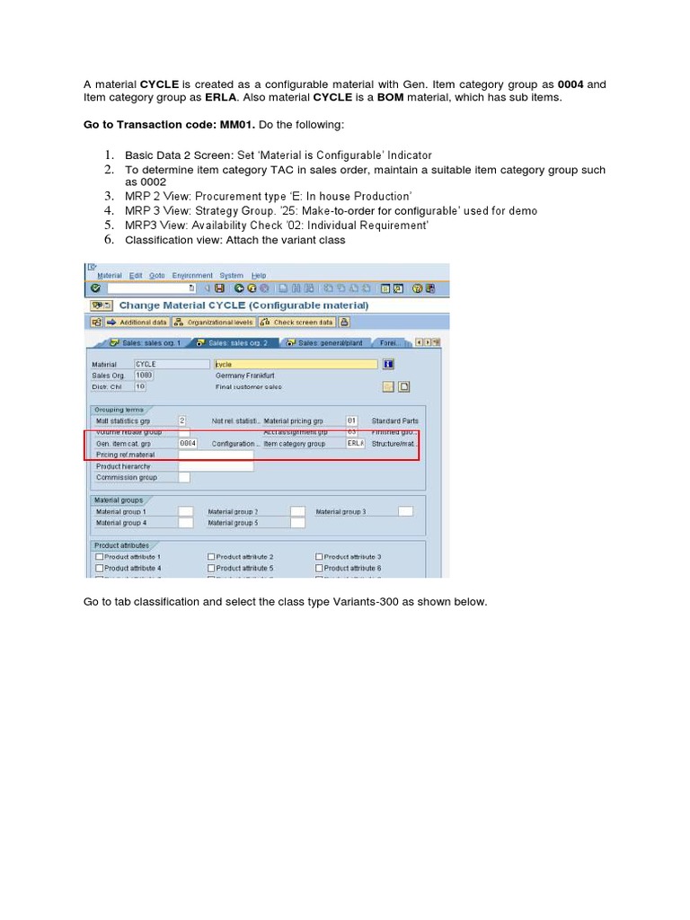 Sap Pp Variant Configuration Steps Pdf Computer Data Computing