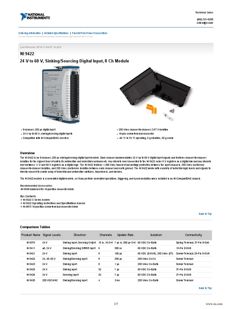 NI 9422 Data Sheet | PDF | Electromagnetic Compatibility | Embedded System