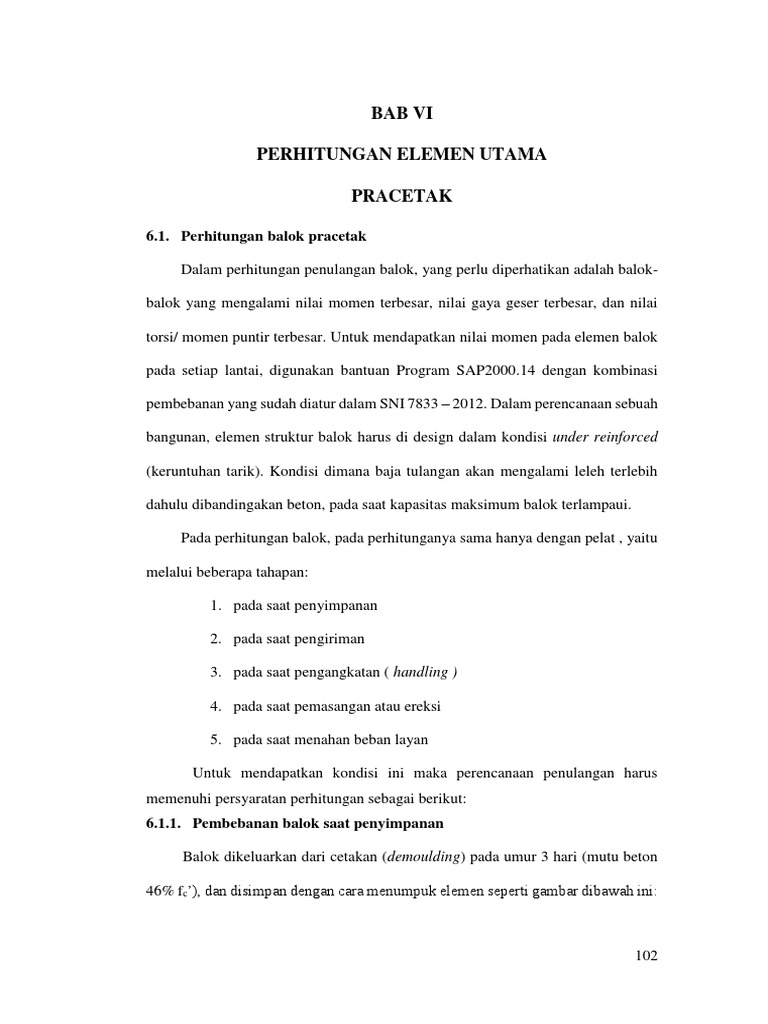 Bab Vi Perhitungan Balok Pracetak | PDF