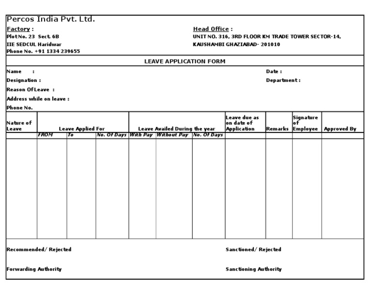 Percos India Pvt. LTD.: Factory: Head Office | PDF