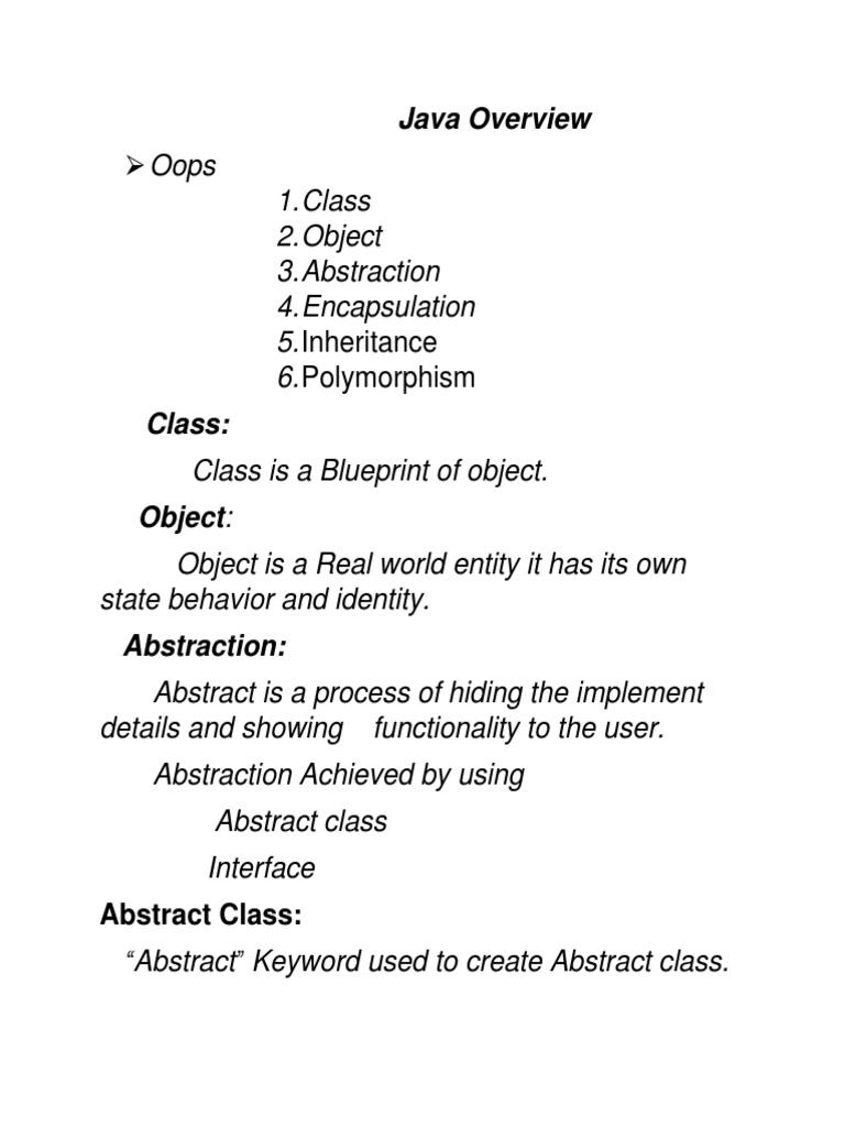 Java Overview Pdf Class Computer Programming Method Computer