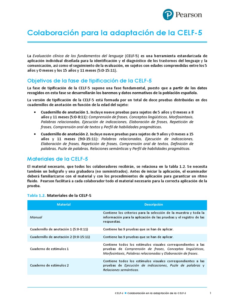 Adaptación de la CELF-5 en España | PDF | Comprensión | Ciencia cognitiva