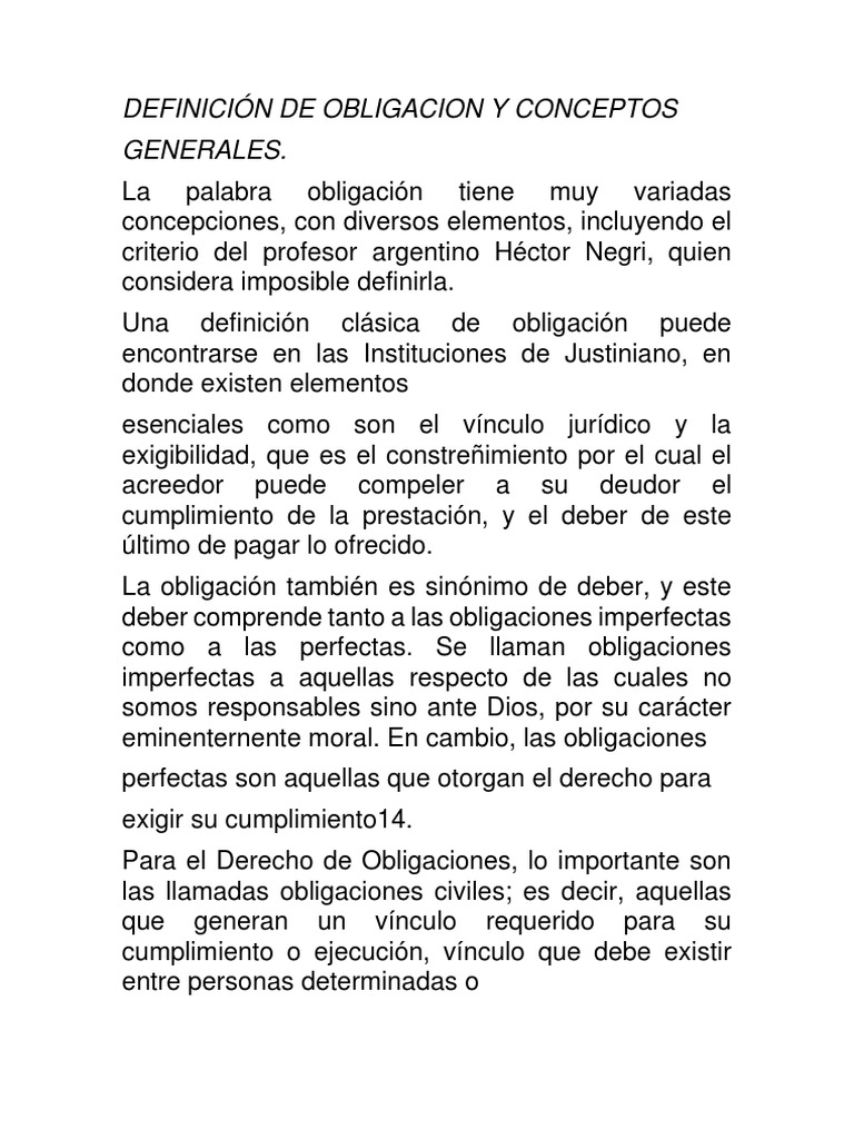 Definición De Obligacion Y Conceptos Generales | Bienes (Ley) | Ciencia ...