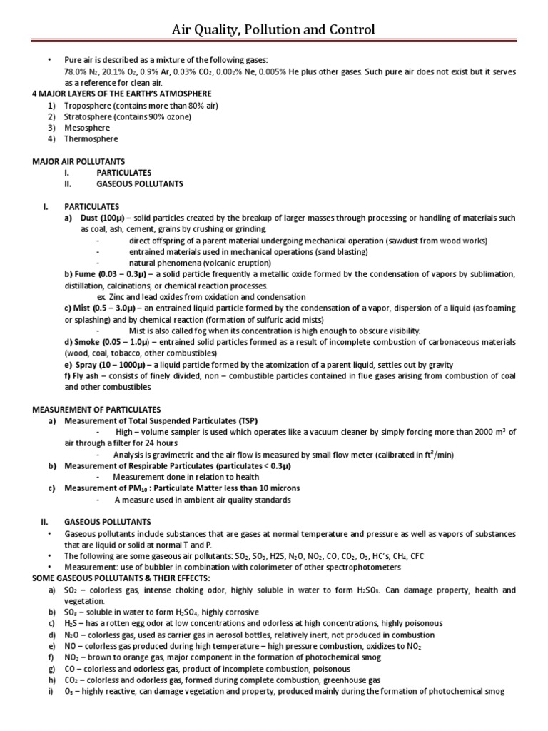Air Quality and Pollution Control Guide | PDF | Air Pollution ...