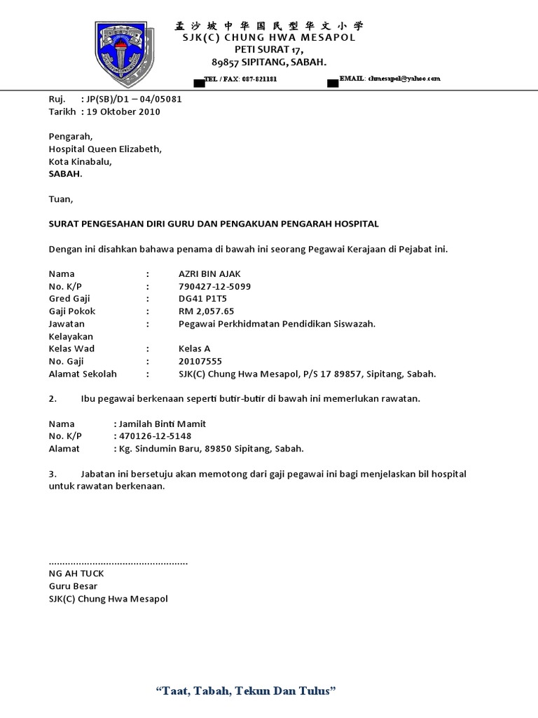 SJK (C) Chung Hwa Mesapol Peti Surat 17, 89857 Sipitang, Sabah | PDF
