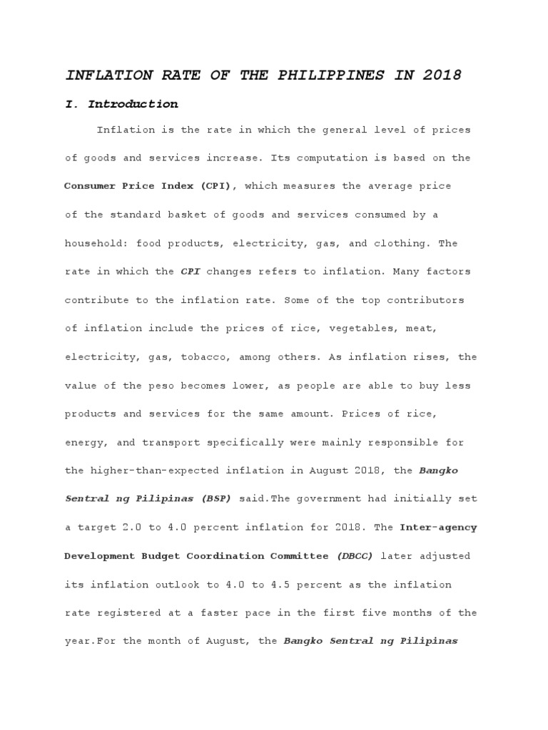 Inflation Rate of The Philippines in 2019 | PDF | Consumer Price Index ...