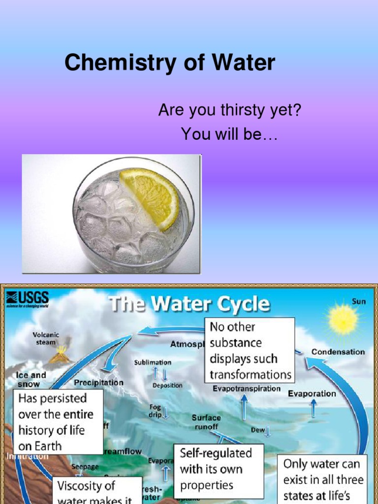 Understanding Water Chemistry and Properties | PDF | Solution | Ph