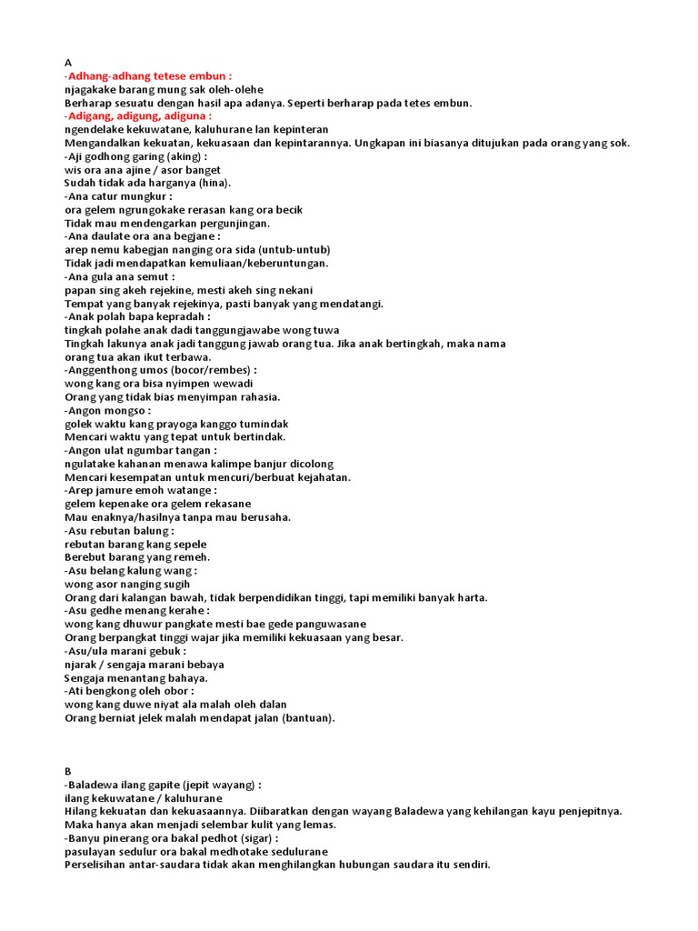 Bebasan, Paribasan Dan Saloka | PDF