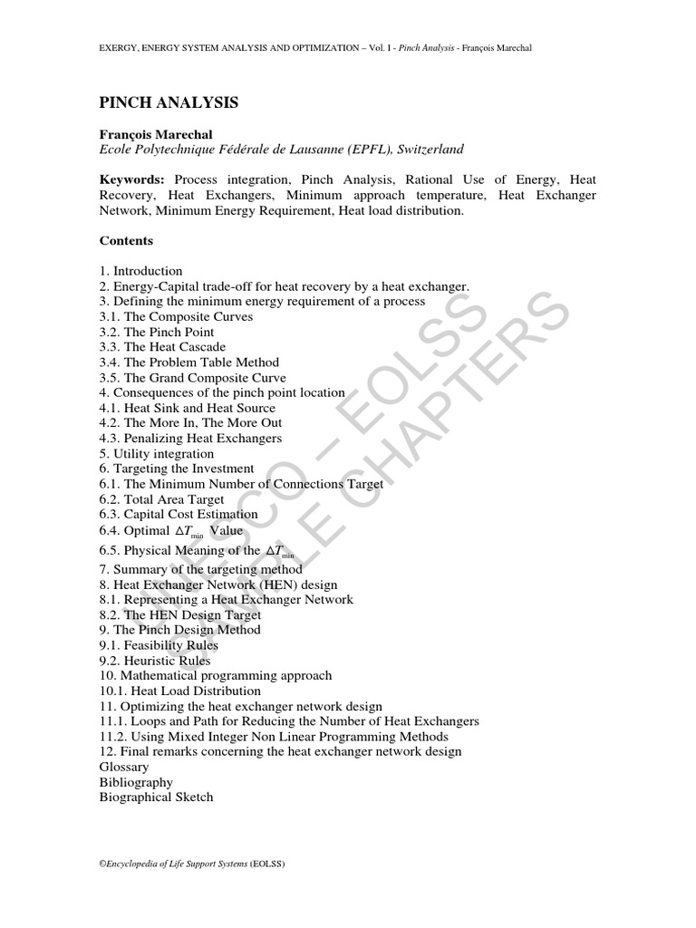 Unesco - Eolss Sample Chapters: Pinch Analysis | PDF | Heat | Chemical Engineering
