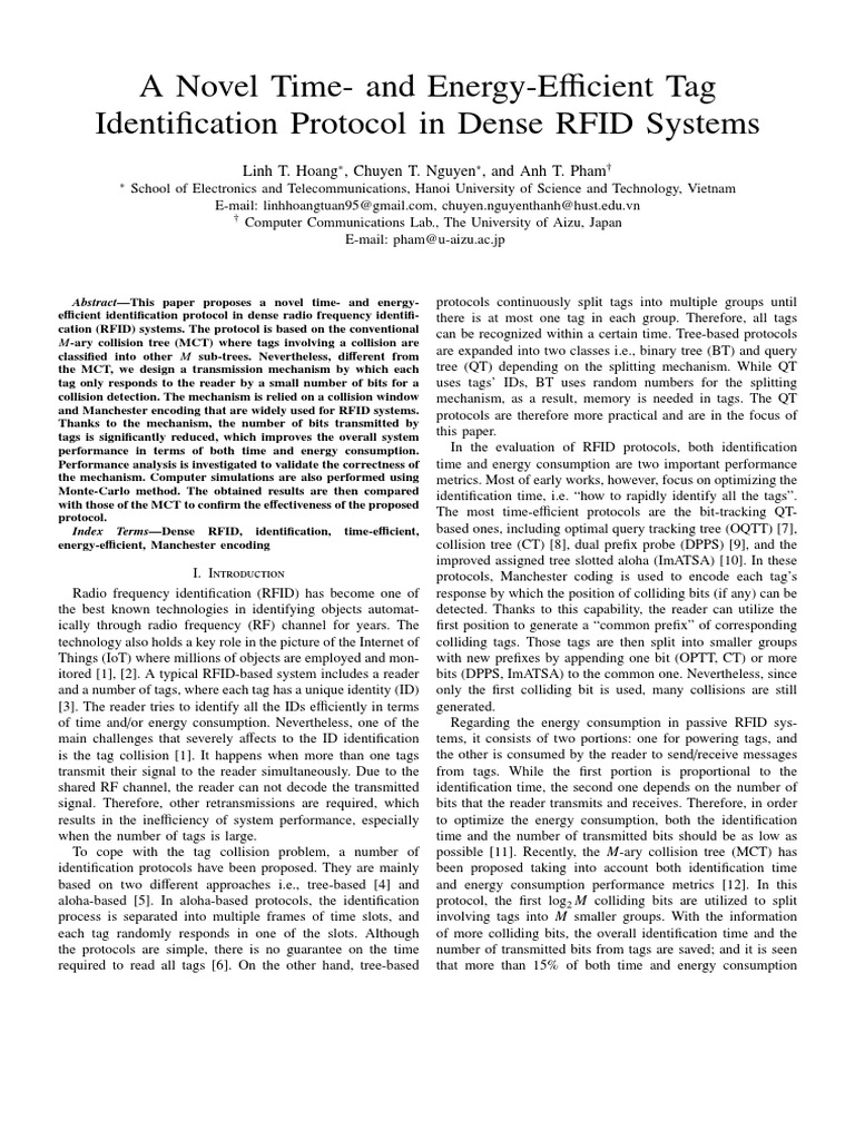 A Novel Time And Energy Efficient Tag Identification Protocol In Dense Rfid System Pdf