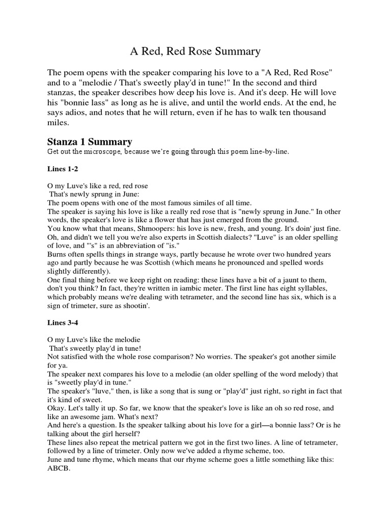 A Red Red Rose PDF | PDF | Metre (Poetry) | Poetic Form