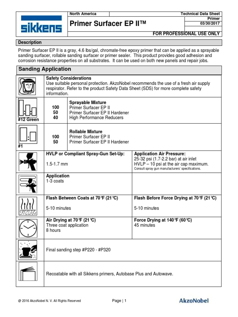 TDS Sikkens Primer Surfacer EP II 033017 English | PDF | Paint | Epoxy