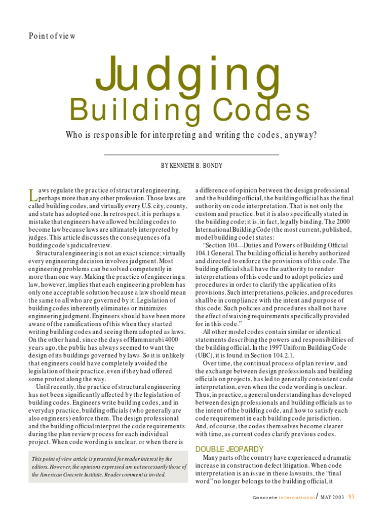 Judging Building Codes | PDF | Building Code | Concrete