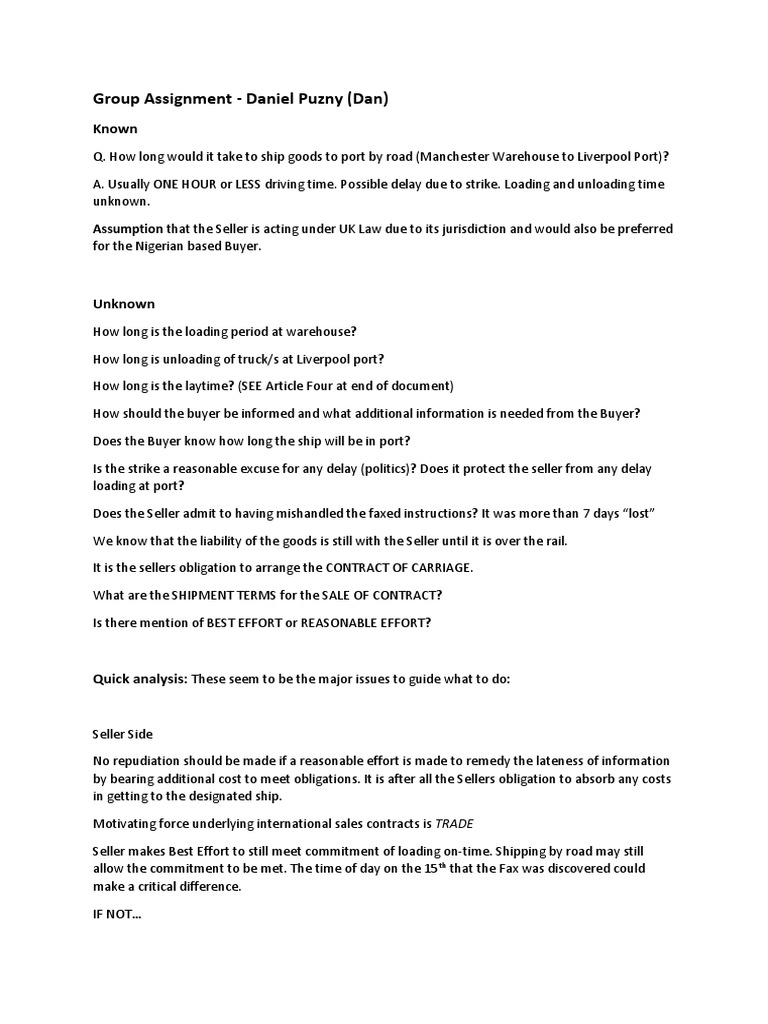 FOB Contract Shipping Analysis and Advice | PDF | Shipping | Private Law