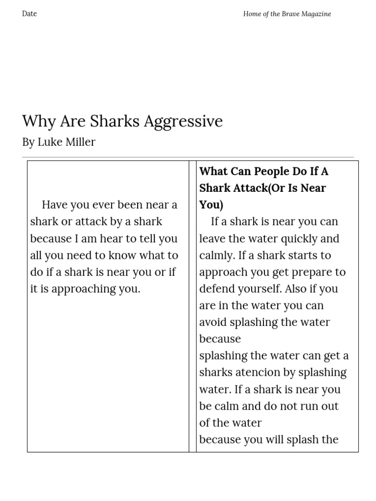 Luke Miller - Copy of Feature Article Design Template | PDF | Sharks ...