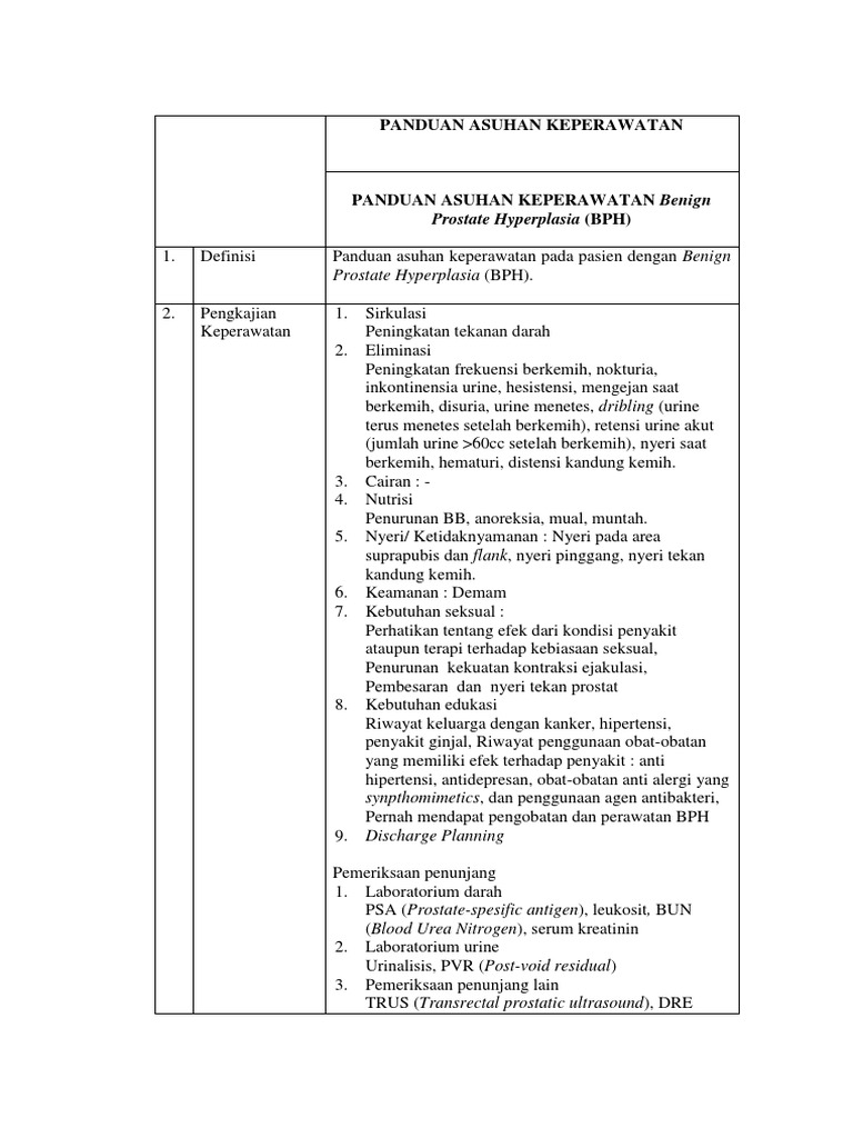 Panduan Asuhan Keperawatan BPH | PDF