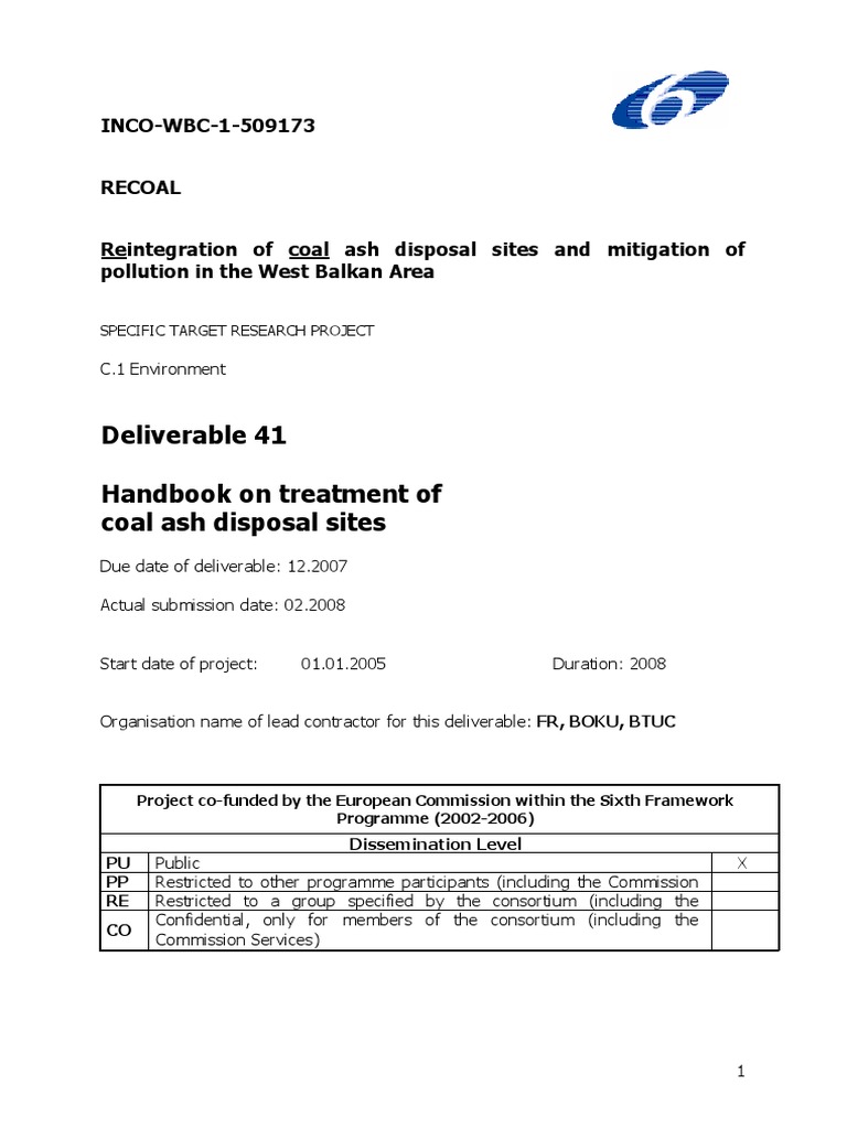 A Guide to Rehabilitating Coal Ash Disposal Sites: A Handbook on the ...