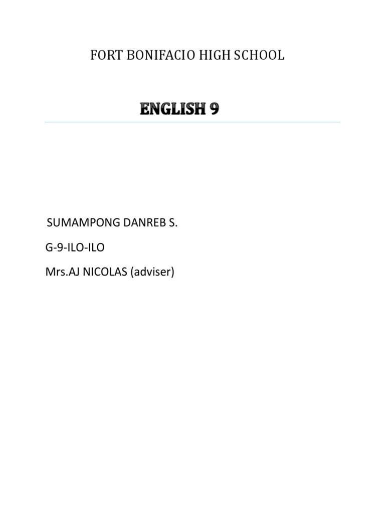 Fort Bonifacio High School: Sumampong Danreb S. G-9-ILO-ILO Mrs - AJ NICOLAS (Adviser) | PDF