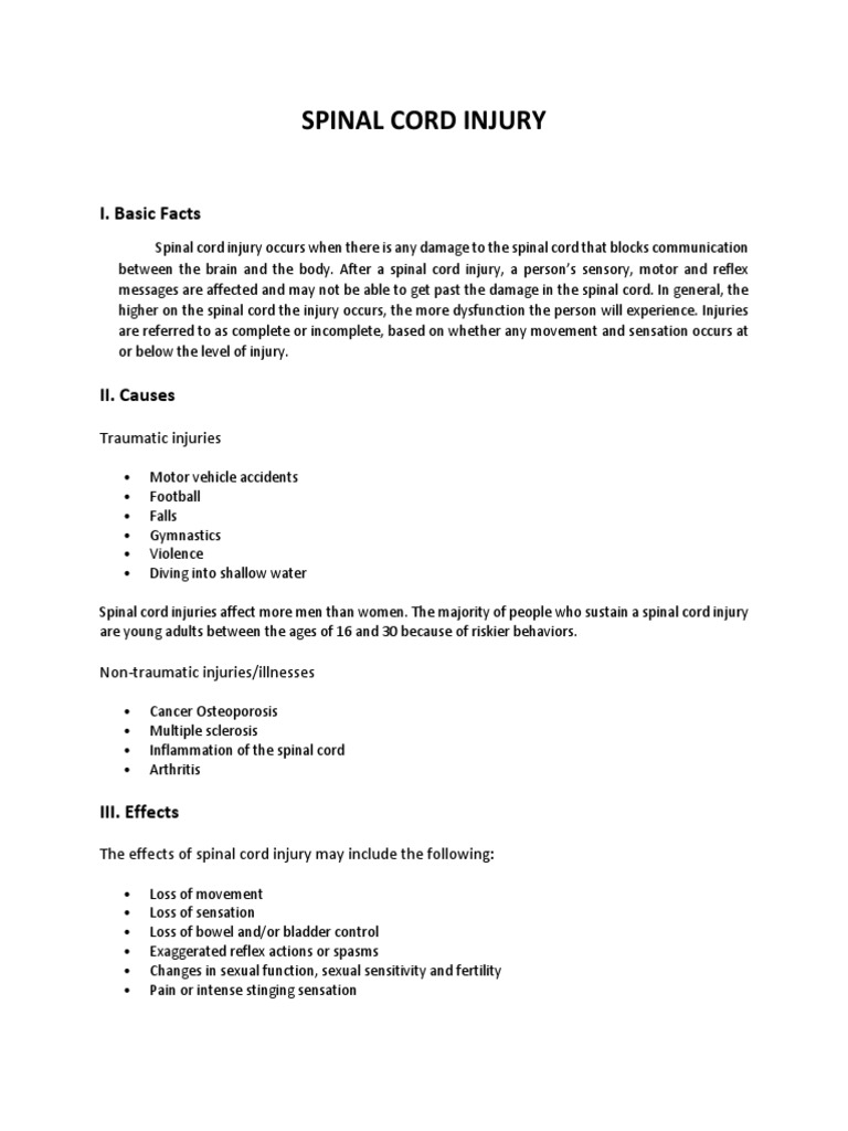 Spinal Cord Injury | PDF | Spinal Cord Injury | Human Anatomy
