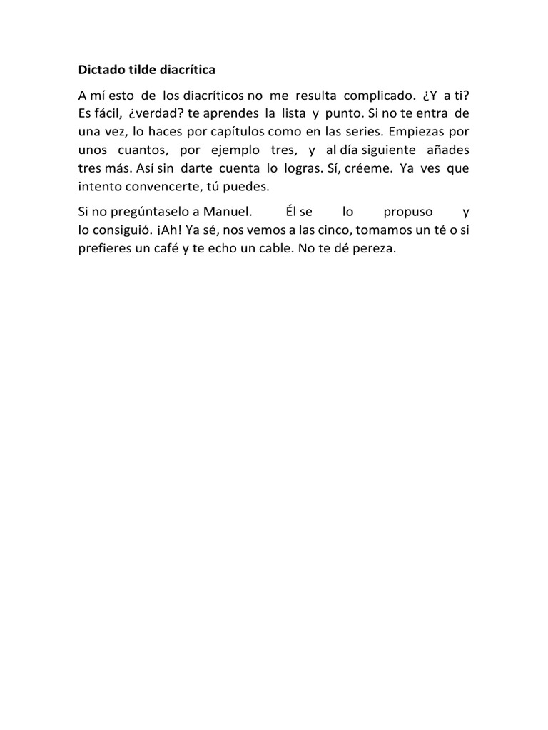 Dictado Tilde Diacritica