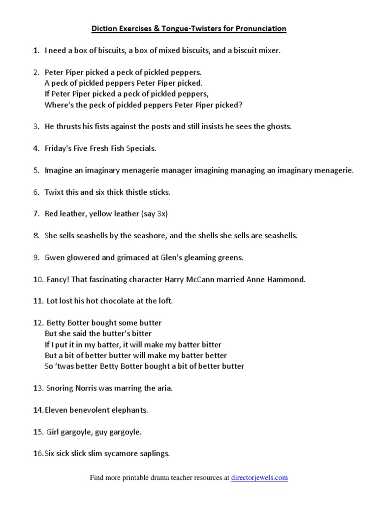 Diction Exercises for Drama Teachers | PDF | Nature