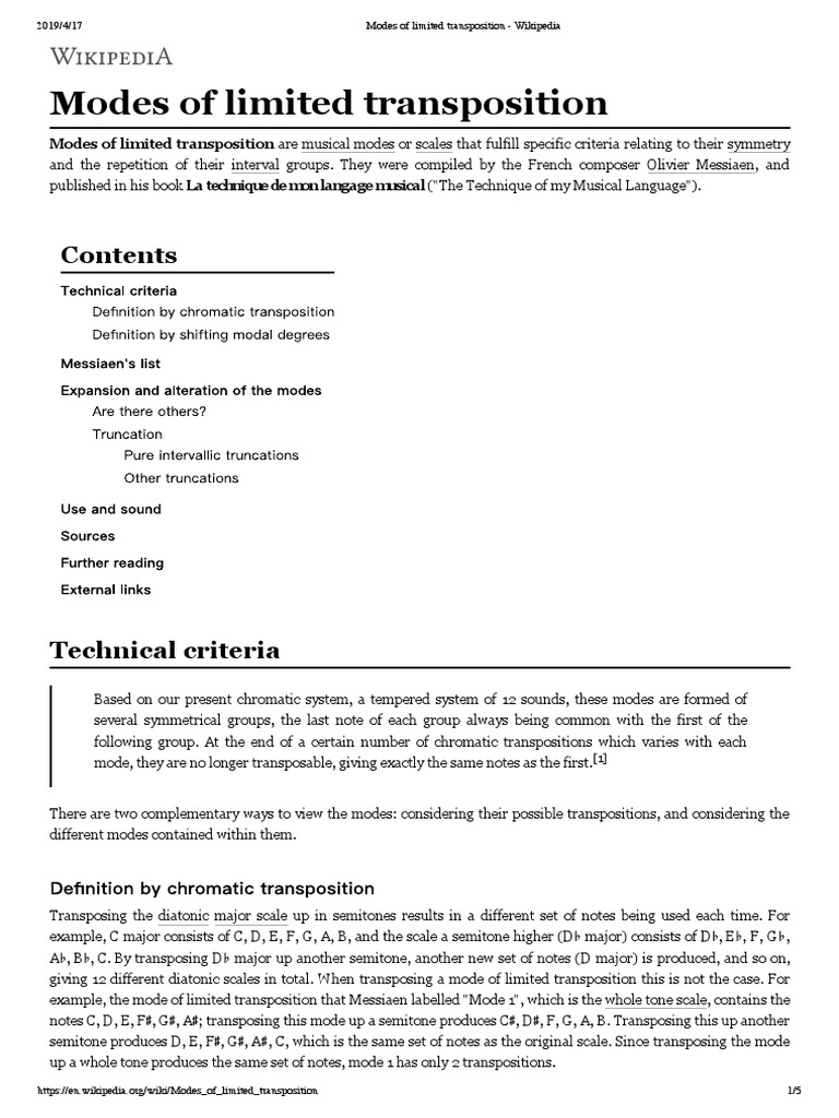 Modes of Limited Transposition - Wikipedia | PDF | Mode (Music ...