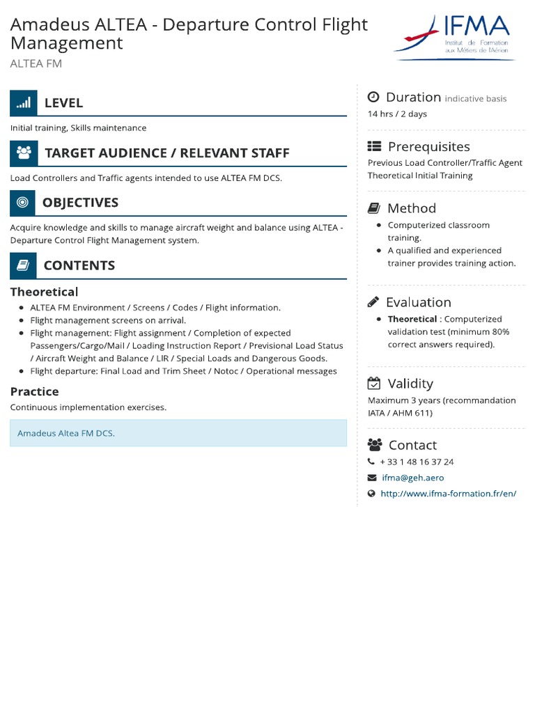 Amadeus Altea FM Departure Control Flight Management | PDF