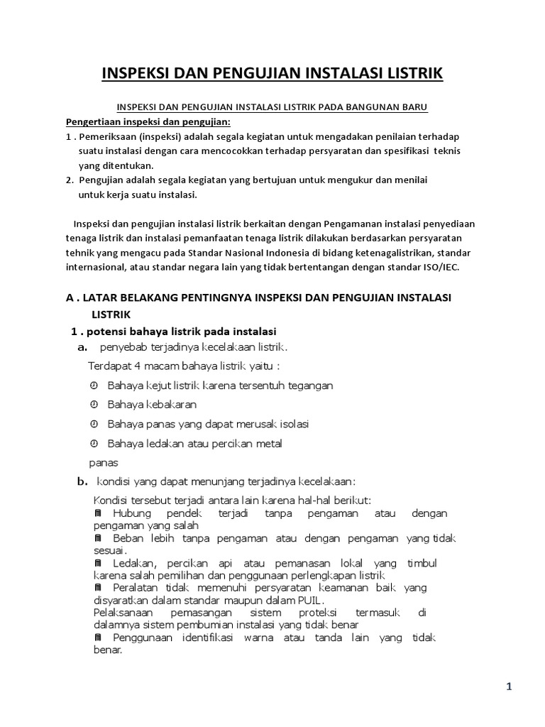 Inspeksi Dan Pengujian Instalasi Listrik | PDF | Teknologi & Rekayasa