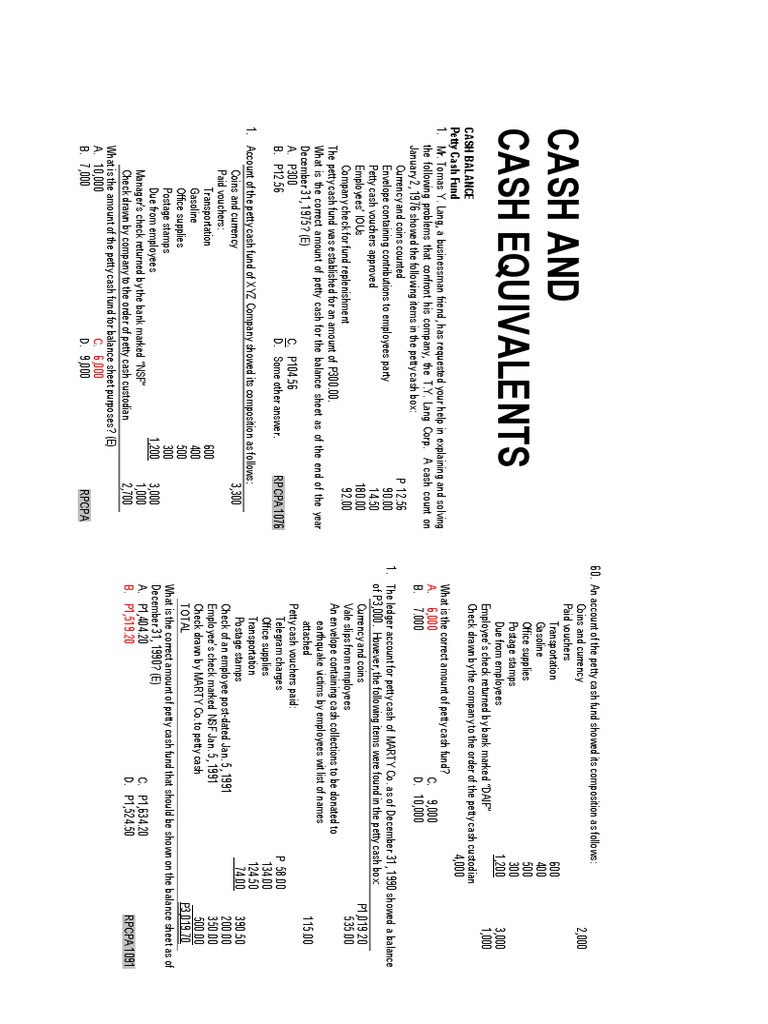 Docshare - Tips - Cash and Cash Equivalents PDF | PDF | Deposit Account | Cheque