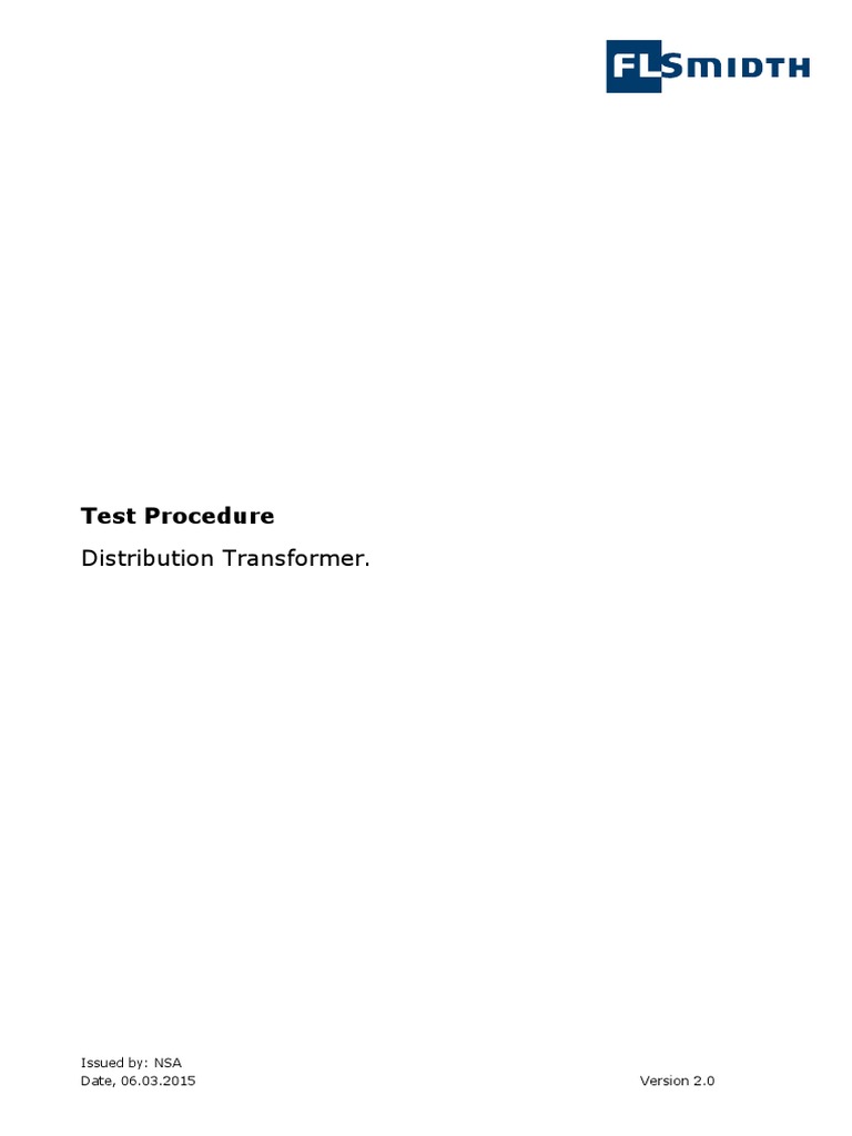 Test Procedure: Distribution Transformer | PDF | Transformer | Electricity