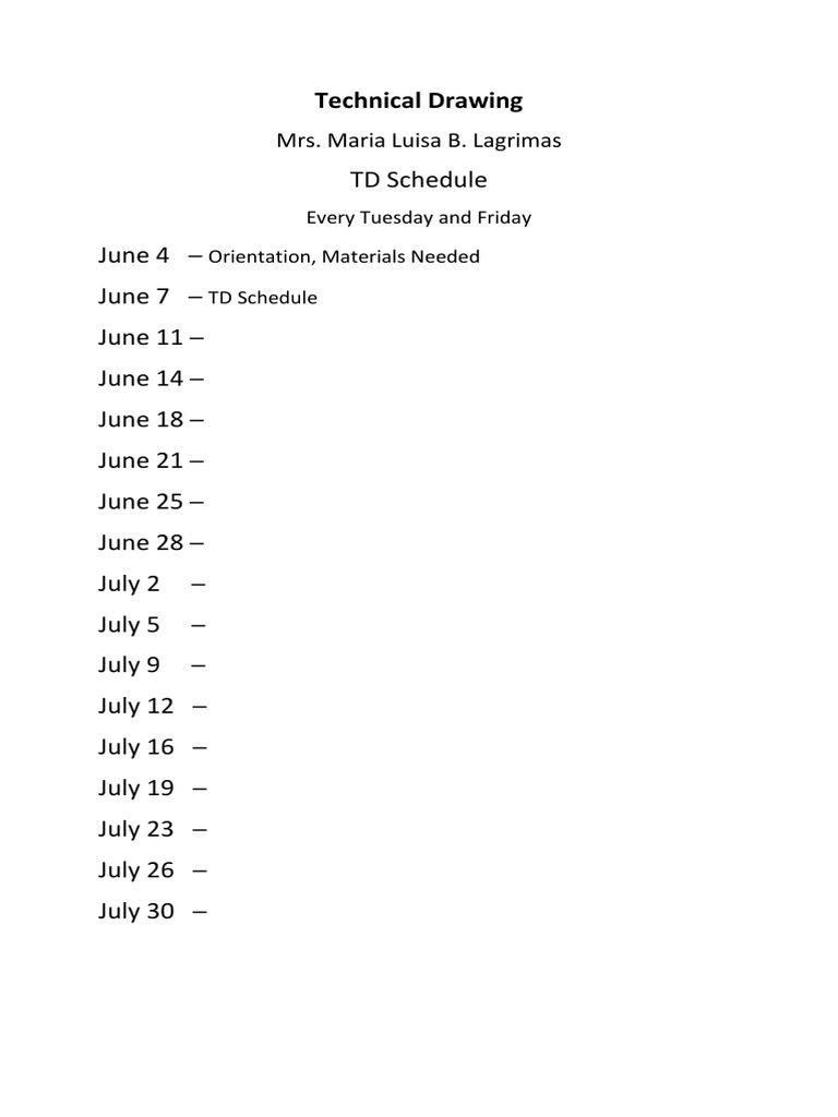 TD Schedule: Technical Drawing | PDF