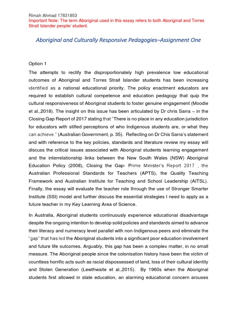Rimah Aboriginal Assessment 1 Essay | Download Free PDF | Indigenous ...
