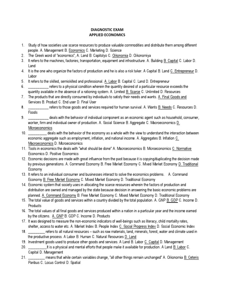 Diagnostic Applied Economics | PDF | Supply And Demand | Monopoly