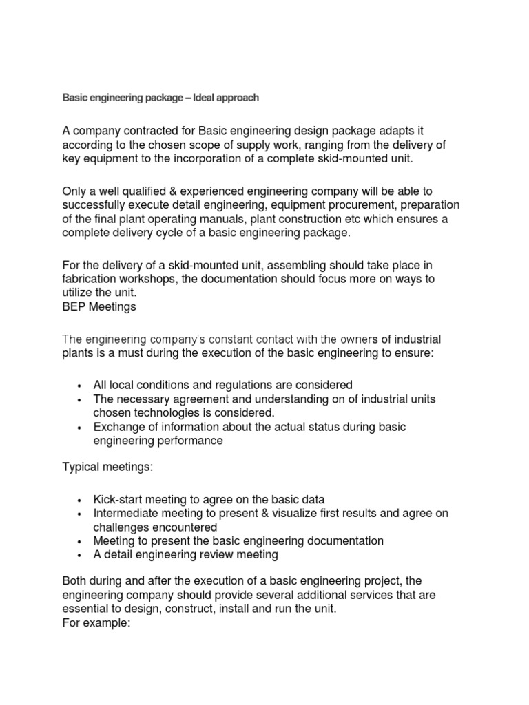 Basic Engineering Package - Ideal Approach | PDF | Hvac | Engineering